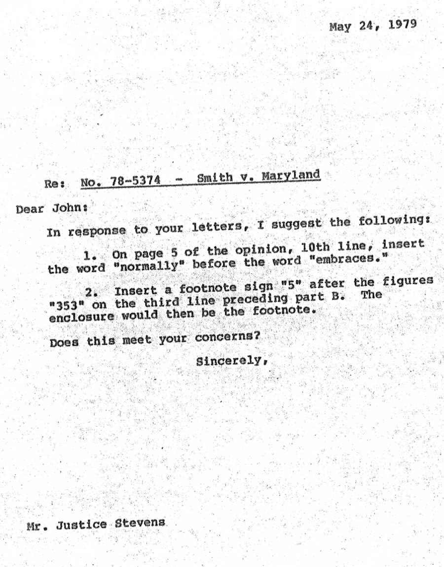 Josh Blackman » How Justice Stevens Got Justice Blackmun To Tweak Smith ...