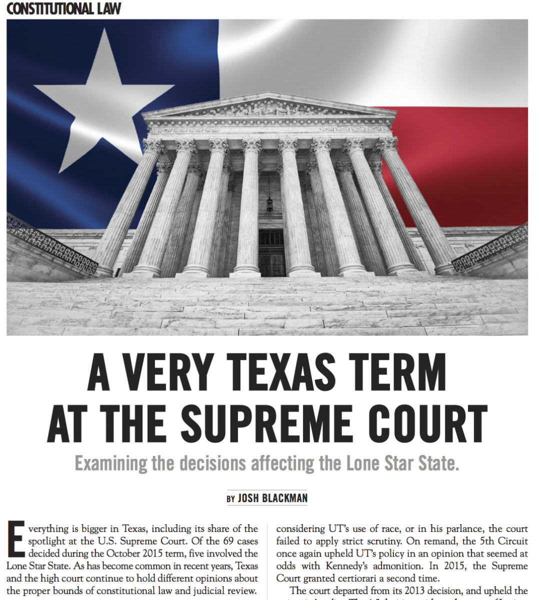 Josh Blackman » New in Texas Bar Journal: “A Very Texas Term at the ...